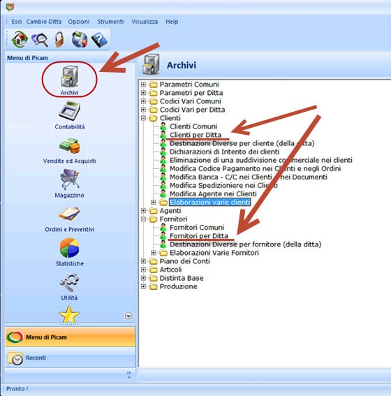Importazione anagrafiche CliFor da file Picam - GBsoftware - Guida generale